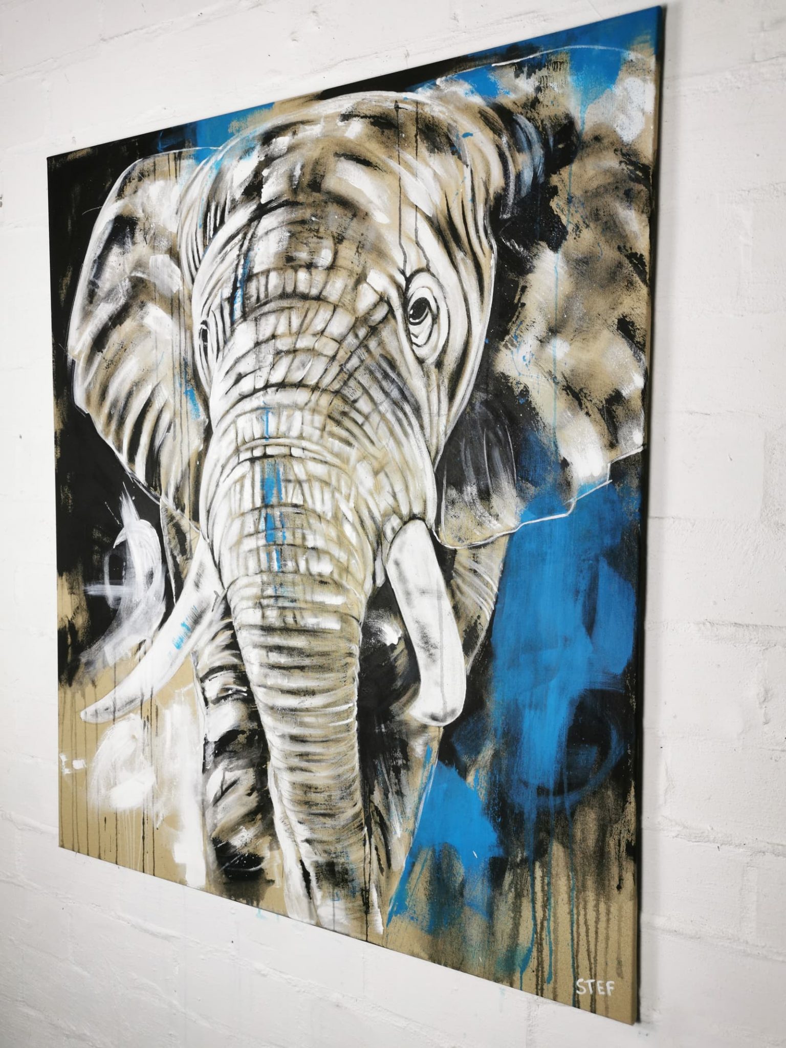 ELEFANT #20 - Original Gemälde modern - Elefantenbulle