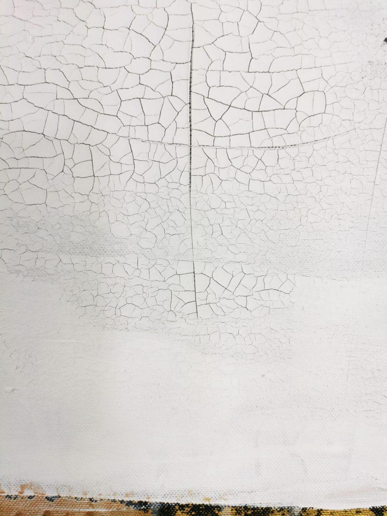 „Wege und Spuren #23 - Triptychon Strukturbild Gold Weiß