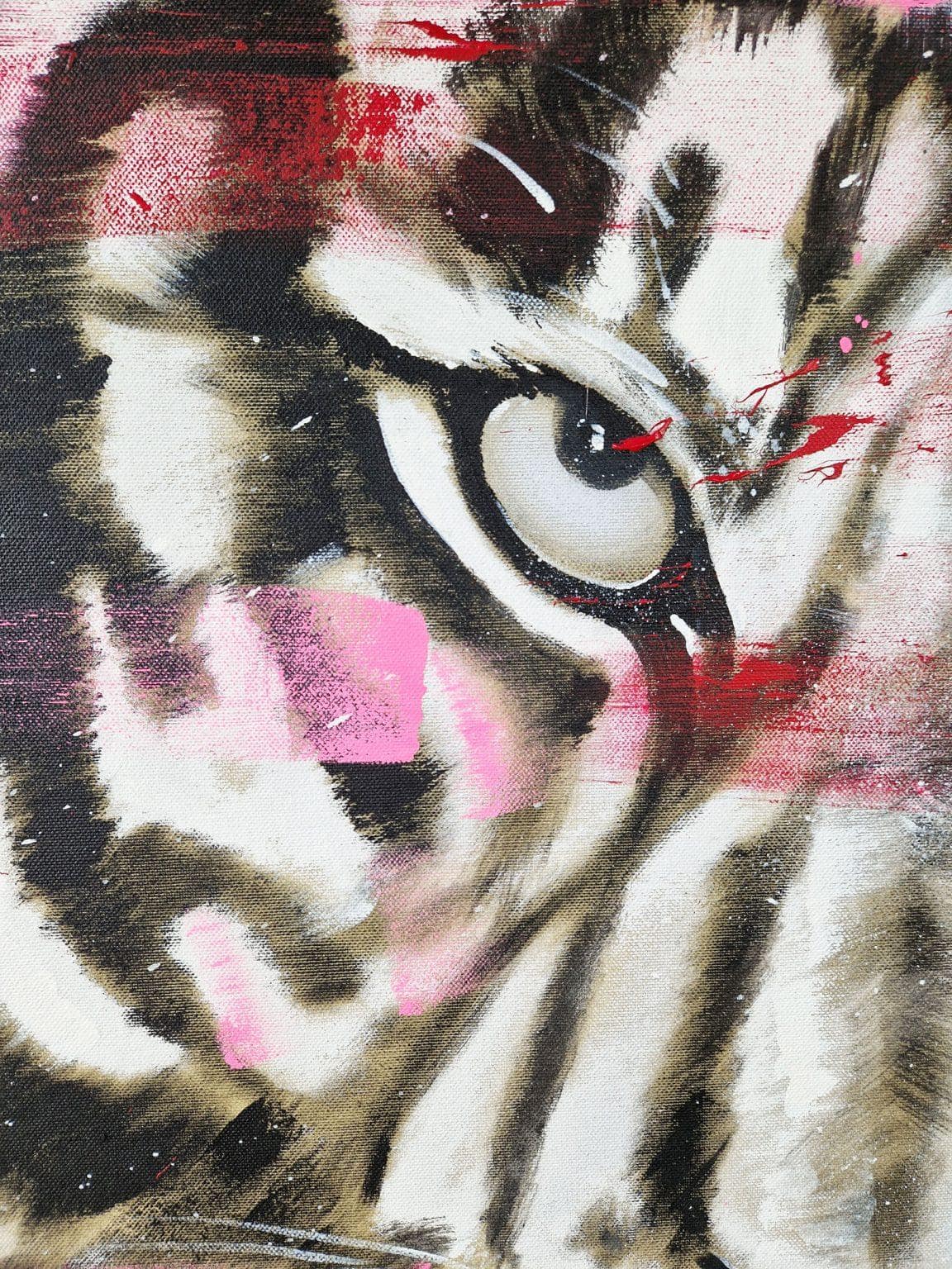TIGER #12 - Gemälde semiabstrakt Neon Pink - Unikat - Wandbild